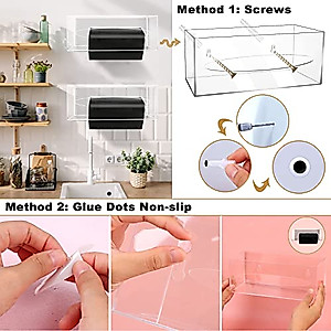 Haomian 4 Pcs Trash Bag Dispenser Roll Holder Grocery Plastic Bag Holder Saver Acrylic Garbage Bag Dispenser 10 x 4 x 4 Inches with Mounting Accessories for Kitchen Restroom Office