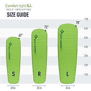 Sea to Summit Comfort Light Self-Inflating Foam Sleeping Pad for Camping and Backpacking, Regular (72 x 20 x 2 inches)