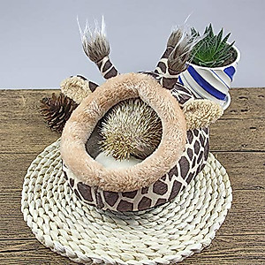 MYIDEA Warm Guinea Pigs Bed,Hedgehog Winter Nest,Rat Chinchillas & Small pet Animals Bed/Cube/House, Habitat, Lightweight, Durable, Portable, Cushion Big Mat (Small Pet - L, 1.Giraffe)