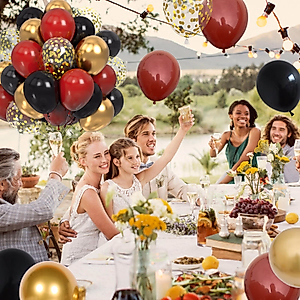 Red Black and Gold Balloons, 60Pcs 12 Inch Red Black Party Balloon with Confetti Balloons for Birthday Gender Reveal Wedding New Year Christmas Party Decoration