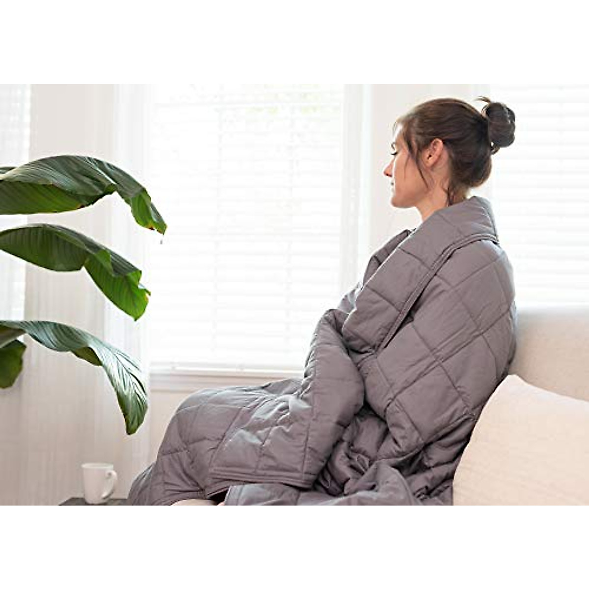 AckBrands 60" x 80" - 15 Lb Weighted Blanket - Slate Gray - Premium Cotton with Glass Beads - Double Stitched Edges - Veteran Owned