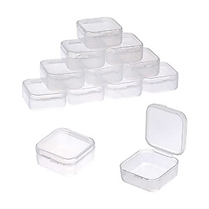 12 Pack Small Plastic Box Clear Bead Boxes Craft Storage Containers with Lids for Organizing Beads, Jewelry Making, Small Items, 1.38x1.38x0.78inch