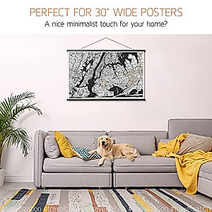 Black Magnetic Poster Hanger Frame 30" - Premium Quality Wood, Extra Strong Magnets, Quick & Easy Setup, Full Hanging Kit for Wall Art/Prints/Canvas/Photos/Pictures/Artwork/Scratch Map (30x24 30x48 30x20)