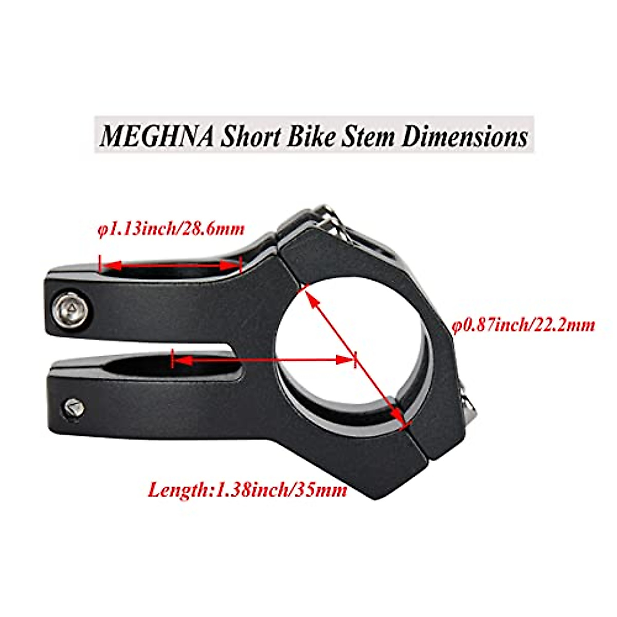 MEGHNA MTB Short Bike Stem φ22.2mm Mountain Bike Handlebar Stem 35mm for Most Bike Road Bike MTB BMX