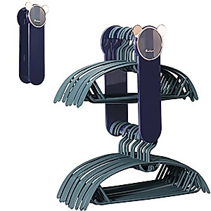 Hanger Organizer Stacker,Wall Mounted Stretchable Clothes Hanger Holder Organizer,Hanger Storage Rack(Blue)