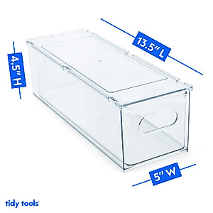 Tidy Tools Clear Refrigerator Organizer Bins For Pantry Organization and Food Storage, Stackable Plastic Storage Bins With Pull-Out Drawer – Kitchen and Pantry Storage Containers, 2 Pack