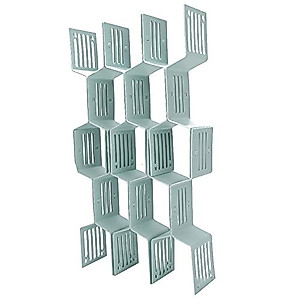 Drawer Divider, Tool Honeycomb Closet Dividers Adjustable Drawer Organizer Tool for Living Room， Bedroom for Underwear/Sock(Light Blue)