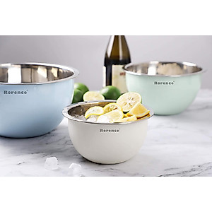 Rorence Stainless Steel Mixing Bowls with Lids: Stackable Colorful Mixing Bowls for Kitchen – Set of 3 include 1.5 Qt, 3 Qt, 5 Qt