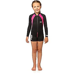 Cressi Kids Swimsuit Long Sleeve, Black/Pink, XL, X-Large