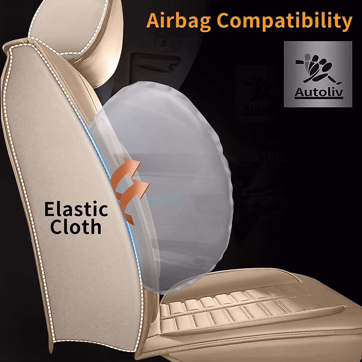 RAWAKORW Car Seat Covers Fit for Toyota Tacoma 2016-2023 Front Set Leather Seat Covers Set with Lumbar Support Premium Automotive Cushion Protector(2 Seat, Beige)