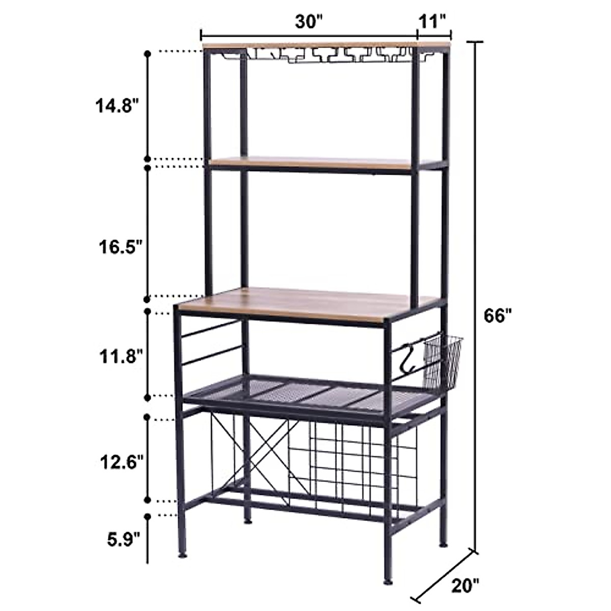 Coffee Bar Cabinet with Glass Holder,Wine Rack Freestanding Floor,Wine Rack Table with Mug Rack and Bottle Holder, Floor Liquor Wine Cabinet Storage, Multi-use Bar Cabinet for Home Kitchen Dining Room