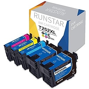 Run Star Remanufactured Ink Cartridge Replacement for Epson 252XL T252XL 252 XL Used in Workforce WF-7720 WF-7710 WF-3640 WF-3620 WF-3630 WF-7610 WF-7620 WF-7110 WF-7210, 5-Pack (2BK/1C/1Y/1M)