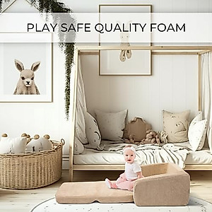 ZICOTO Comfy Kids Chair for Toddler - Convertible 2 in 1 Lounger Easily Unfolds Into a Super Soft Couch to Sleep On - Modern Fold Out Sofa for Babies Fits Nicely with Any Decor