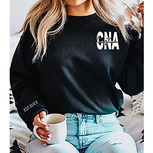 NAZENTI Nurse Sweatshirt, Custom Name Certified Nursing Assistant Shirt, Personalized Name CNA Sweatshirt, Nurse Crewneck Sweatshirt, Custom Nursing Assistant Shirt, Gift For CNA, CNA Grad Gifts