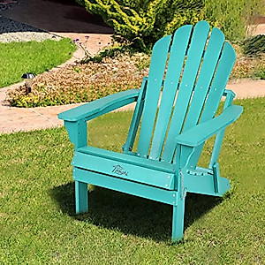 MYAL Outdoor Plastic Adirondack Chairs, Folding Patio Chairs, Lawn Chair, Backyard Furniture for Garden, Beach, Pool, Fire Pit Chairs Seating (Green)