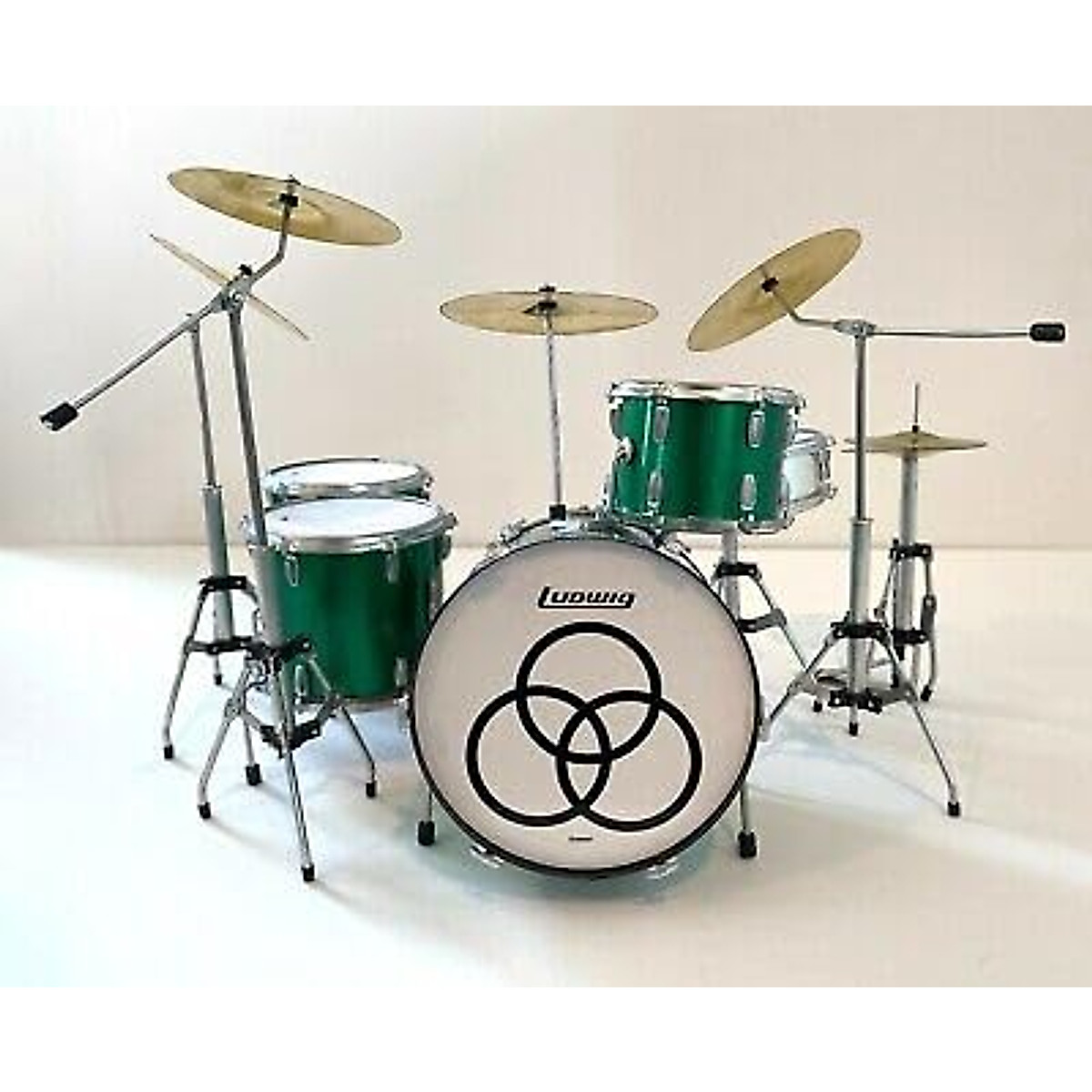 AXE HEAVEN John Bonham Zep Tribute Green Sparkle Ludwig Mini Drum Kit Model for Display Only