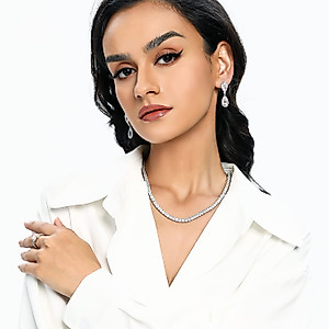 Tennis Necklace 18K White Gold Plated | 5.0mm Round Cubic Zirconia Cut Faux Diamond Tennis Chain for Women and Men (16 inch 5mm CZ tennis chain)