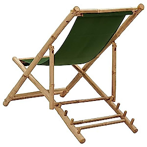 ULUYYUC Deck Chair,Beach Chairs Leisure Chairs Lawn Chairs Cafe Chairs Garden Chairs Recliner Chair Suitable for patios, Pools, Parties and porches Bamboo and Canvas Green