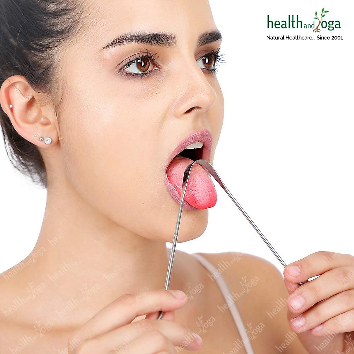 HealthAndYoga™ Tongue Cleaner Scraper - Hygienic, Surgical Grade, Non-Synthetic Grip – Sterilizable Tongue Brush Cleaner (Surgical Steel - 1 Pack)