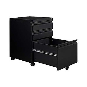 FLEXISPOT 3 Drawer File Cabinet for Home Office,Metal Mobile Filing Cabinet Under Desk Storage with Lock Keys,File Organizer Cabinet for Legal/Letter/A4 File,Fully Assembled Except Wheels,Black