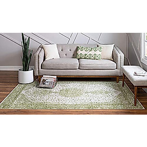Rugs.com Dover Collection Rug – 2' x 3' Green Low-Pile Rug Perfect for Entryways, Kitchens, Breakfast Nooks, Accent Pieces