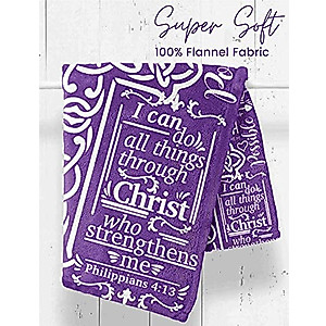 InnoBeta Christian & Religious & Spiritual Gifts, Inspirational Bible Verse Blanket for Women and Men, Flannel Throw Blanket for Christmas, Thanksgiving, Birthday, 50"x 65", Purple
