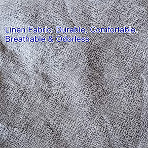 KOCKABC Bean Bag Chair Cover (No Filler), Upgrade Stuffed Animal Storage Bean Bag Chair Cover, Washable Cotton Linen Zipper Beanbag Replacement Cover (Light Gray, L: 39x47 inch)