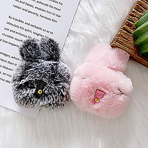 Guppy Compatible with AirPods Pro Furry Bunny Case Girls 3D Cartoon Cute Rabbit Ears Plush Fluffy Warm Carrying Case Soft Protective Case Cover Accessories for AirPods Pro 2019 Pink
