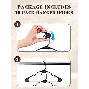 HOUSE DAY Black Plastic Hangers 50 Pack with 20 Pack Hanger Connector Hooks, Premium Slim Clothes Notched Hangers Space Saving, Heavy Duty Closet Hangers for Coat, Suit, Shirt, Dress