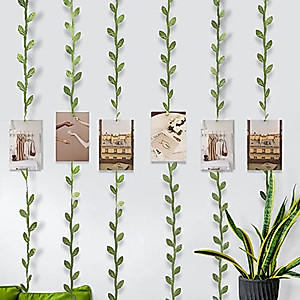 Hecaty 66 ft Large Leaf Ribbon, Artificial Eucalyptus Garland Rattan Leaf String, Decorative Jungle Plant Green, Suitable for Baby Shower Home Wedding Party Balloon Garland DIY Craft