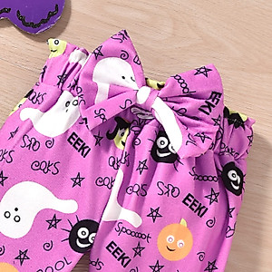 HINTINA Infant Baby Girl My First Boo Halloween Outfits Pumpkin Ghost Bodysuit Clothes Set 3-6 Months