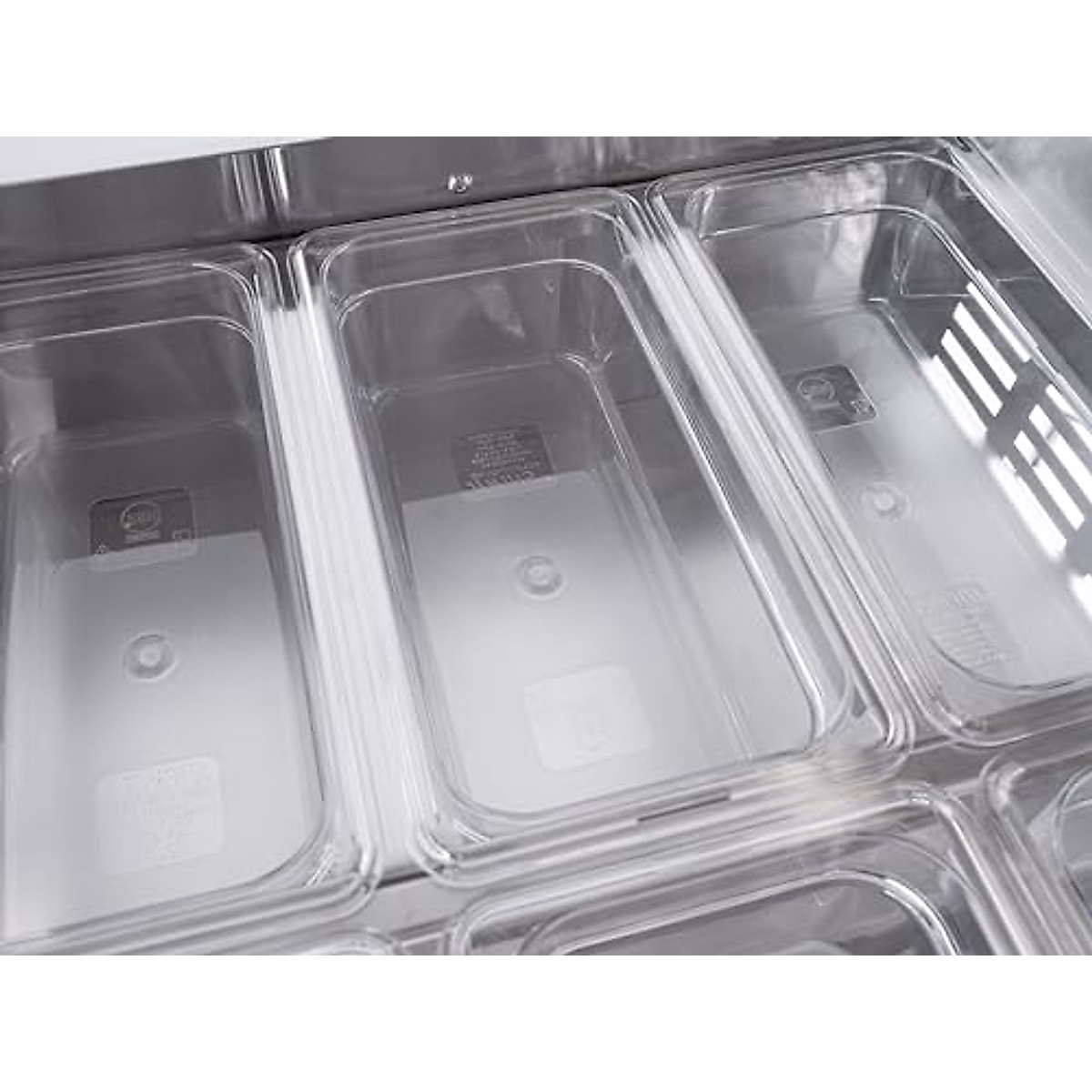 KoolMore 36 in. Commercial Refrigerated Prep Station with Sneeze Guard and Buffet Slide, 6 Pans with Covers and Two Adjustable Shelves in Stainless-Steel, ETL Listed (KM-RBT-36CSFG)