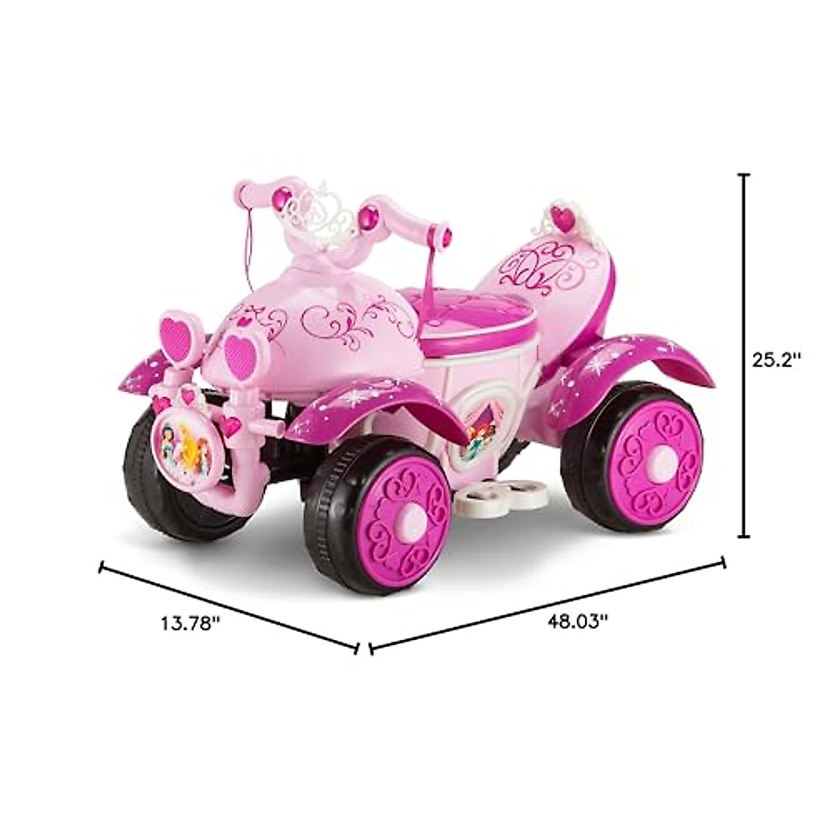 Kid Trax Toddler Disney Princess Electric Quad Ride On Toy, Kids 1.5-3 Years Old, 6 Volt Battery and Charger Included, Max Weight 45 lbs, Princess Pink