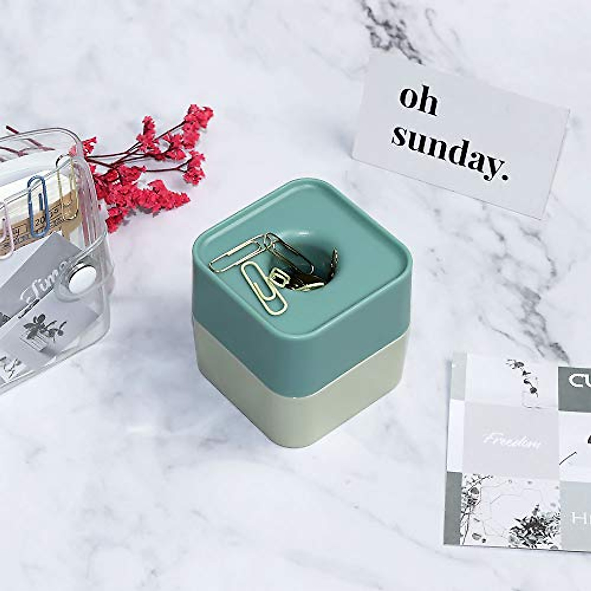 MultiBey Paper Clips Medium Paperclips Holder Built-in Magnetic Dispenser for Office Supplies Desk Organizer, 100 Clips per Box (Green)