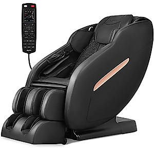 MYNTA Massage Chair, 3D SL-Track Full Body Massage Chair Recliner with Body Scan, Heat, Zero Gravity, Thai Stretch, Bluetooth Speaker, Airbags and Foot Rollers, Black