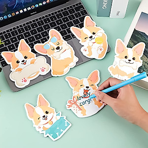 Gueevin 9 Pads Dog Sticky Notes Cute Cartoon Dog Memo Pad Gifts for Dog Lovers Funny Self Stick Note Pads Kawaii Humor Notebook Notepad for Office Classroom Supplies, 30 Pages/Pad (Corgi)