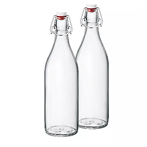 Bormioli Rocco Giara Clear Glass Bottle With Stopper, 33 3/4 oz. (2, Clear)