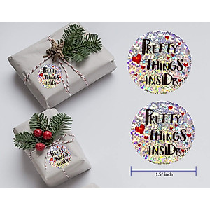 500 Thank You Holographic Stickers 1.5" | Pretty Things Inside | Stickers for Valentine's Day - Thank You Stickers | Happy Mail | Supplies Small Business - Heart Labels Envelopes Sealing Stickers