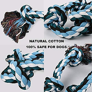 LECHONG Dog Toys for Aggressive Chewers Tough Rope Chew Toys for Large and Medium Dog 3 Feet 5 Knots Indestructible Cotton Rope for Large Breed Dog Tug of War Dog Toy Teeth Cleaning