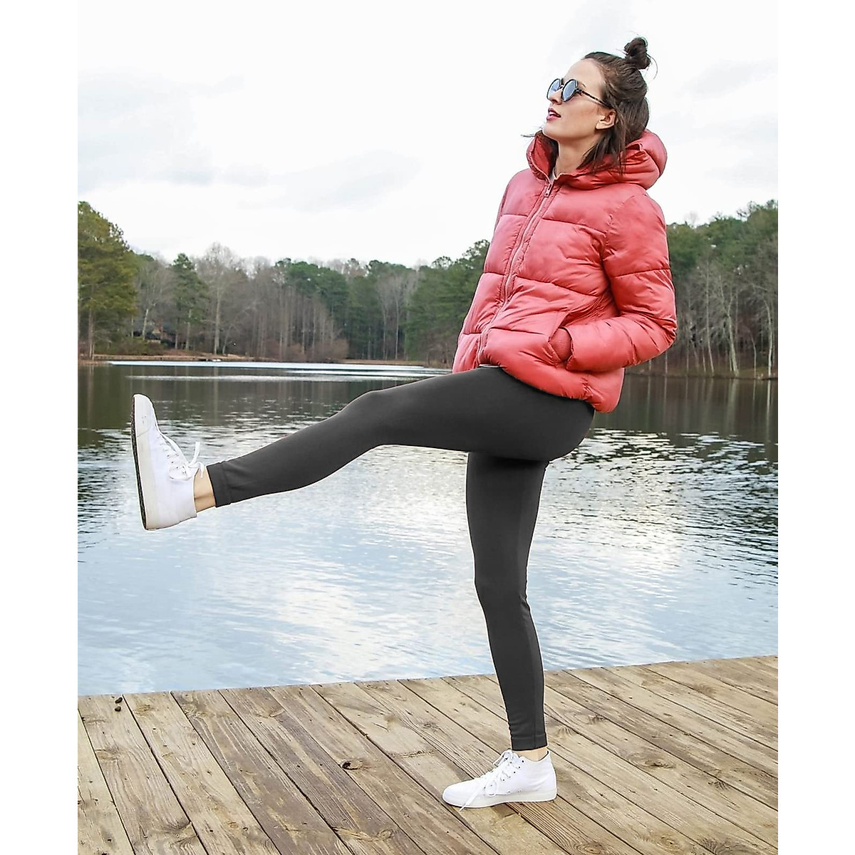 FULLSOFT 3 Pack Fleece Lined Leggings Women High Waisted Workout Winter Warm Thermal Yoga Pants(3 Pack Black,Dark Grey,Wine Red,Large-X-Large)