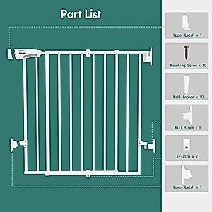 Babelio 26-43" Auto Close Baby/Dog Gate for Stairs, 2-in-1 Easy Swing Doorway and Hallway Pet Gate, with Extra-Wide Walk Thru Door and Threshold-Free Design, White
