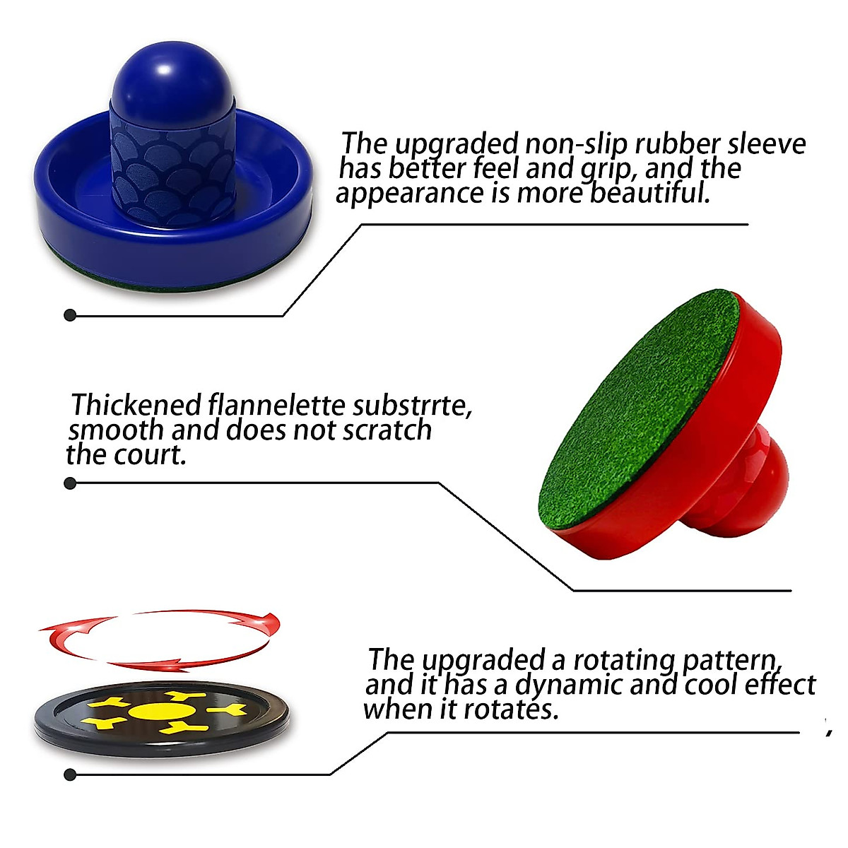 Joovon Air Hockey Pushers and Air Hockey Pucks, Non-Slip Strikers and Dynamic Pucks for Air Hockey Table Game for Adults and Kids,Replacement Accessories for Game Tables (Red and Blue)