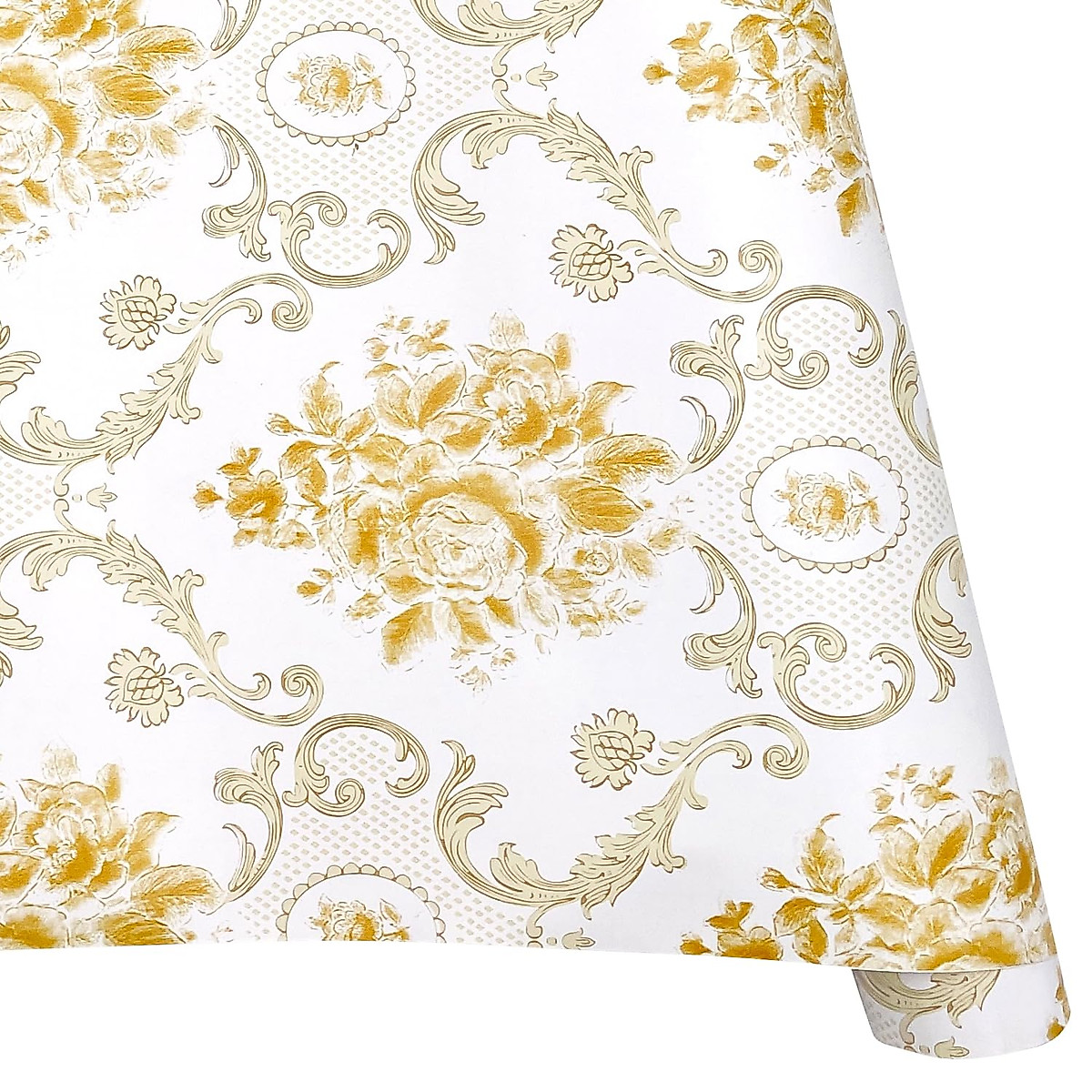 Yifely Gold Damask Self Adhesive Shelf Drawer Liner Decorative Storange Organizers Cabinets Lining Paper Easy to Remove 17.8 Inch by 9.8 Feet