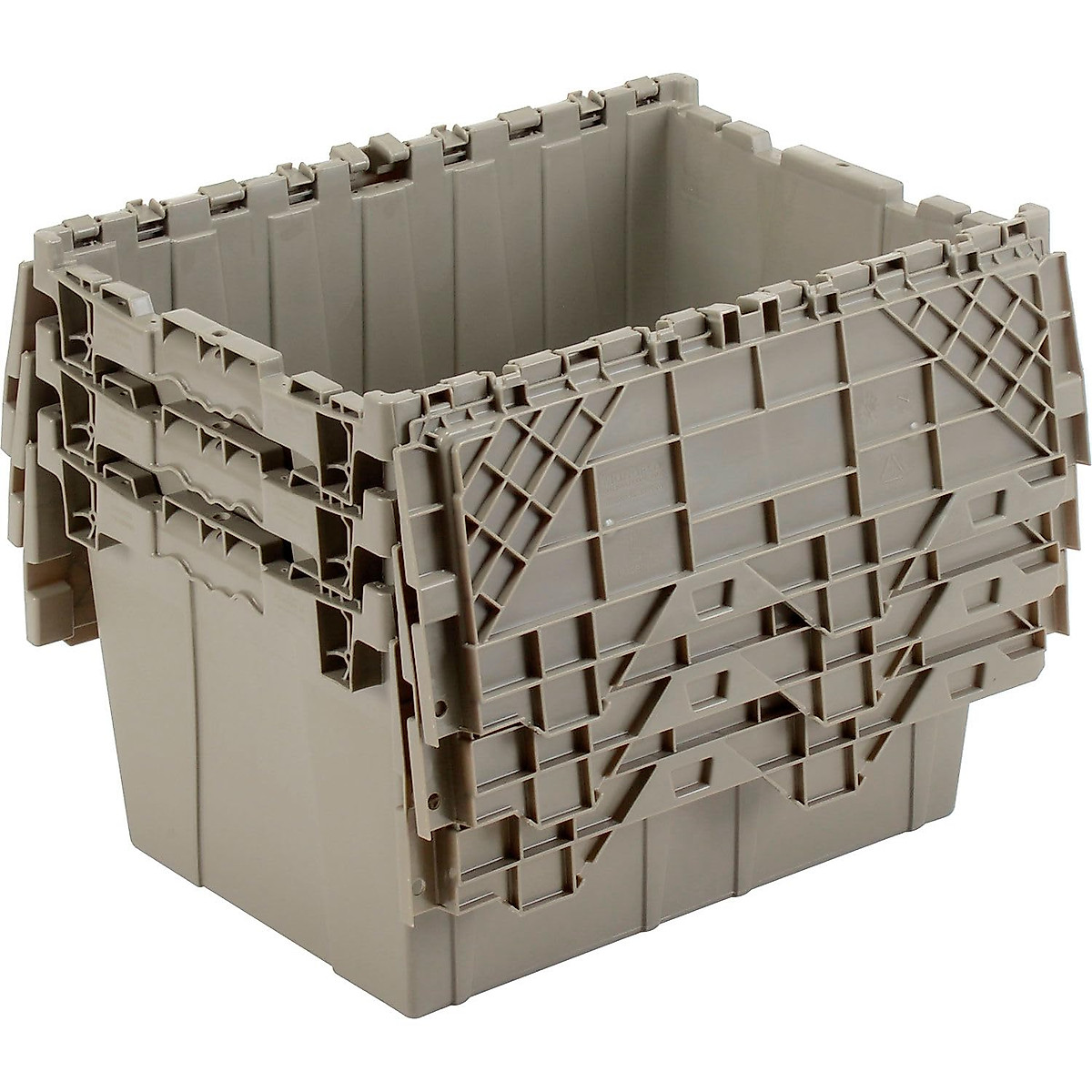 Monoflo Global Industrial Distribution Container With Hinged Lid, 21-7/8x15-1/4x12-7/8, Gray