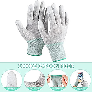 4 Pairs ESD Anti Static Gloves, PC Gloves with High Resistance Carbon Fiber Anti-static Gloves for PC Building Computer Electronics Installation and Repair (Medium)
