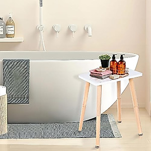 Yawinhe Side Table 2-Tier end Table,Nightstand with Storage Shelf,Modern Wooden Side Table Bedside Table,Suitable for Living Room, Bedroom, Balcony (First Floor/(1-Pack), White+Natural)