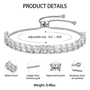 INNMIURRA Tennis Bracelet for Women Wedding Bracelets for Brides Classic Adjustable Cubic Zircon Fashion Jewelry Gifts for Teen Girls Girlfriends