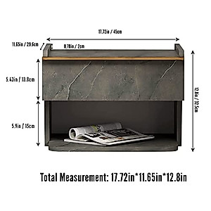 Bixiaomei Floating Bedside Table Nightstands, Wall Mounted Bedside Cabinet, Floating Wall Shelf Console with Mental, Modern Storage Cabinet Unit for Bedroom & Living Room (2 Pieces/Dark Grey/17.72IN)