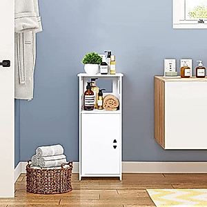 Bathroom Floor Storage Cabinet White,Narrow Space Cabinet with Door and Shelf,Bathroom Furniture Cabinet,Side Organizer Rack Stand Table,Side Table/Nightstand/Side Cabinet for Bedroom Living Room.