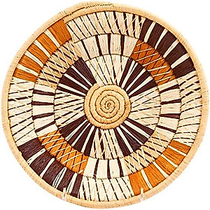 Fair Trade Uganda African Bukedo & Raffia Bowl #UR3110, 9.5-10.5" Across